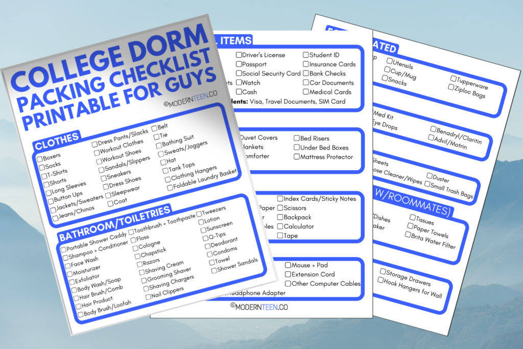 The Ultimate College Packing List for Guys (Printable PDF)